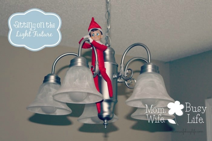elf on the shelf ideas light fixture - Mom. Wife. Busy Life.