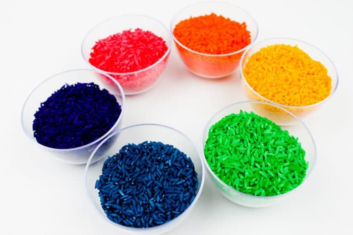 How to Make Rainbow Rice for Sensory Play - Mom. Wife. Busy Life.