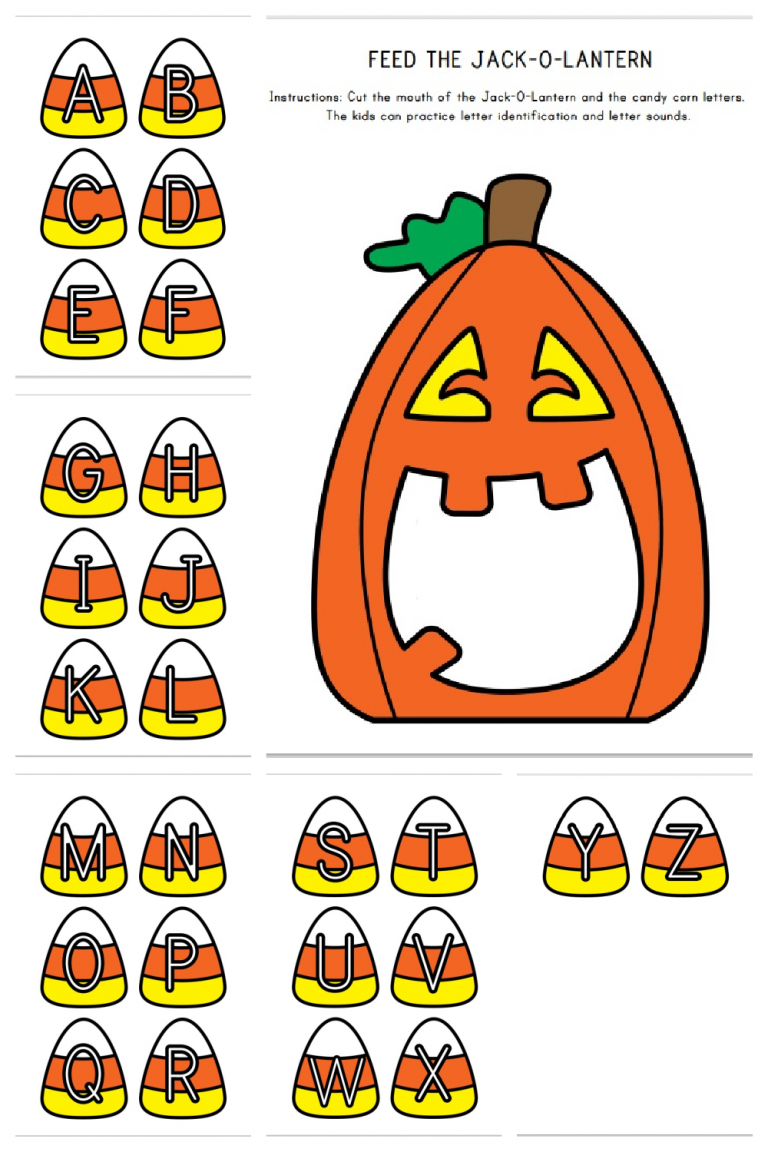 Jack-o-Lantern Alphabet Candy Corn Game - Mom. Wife. Busy Life.