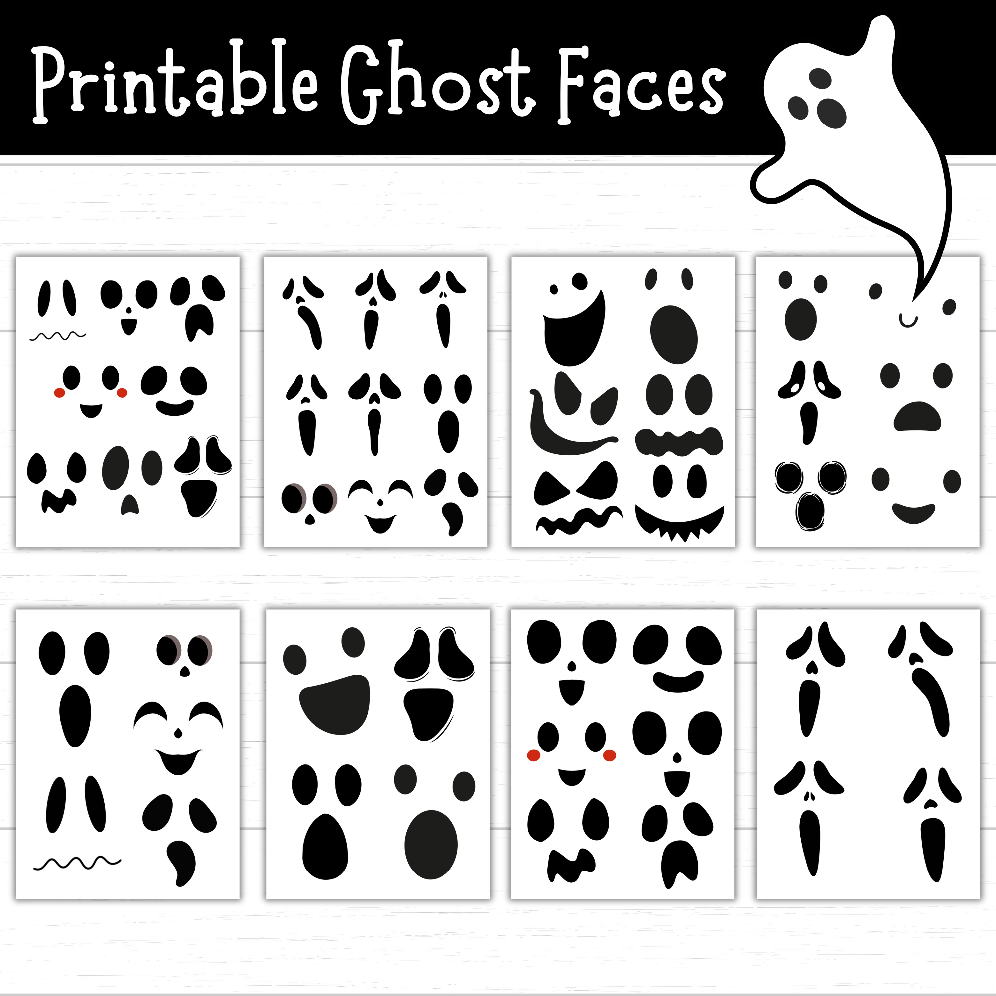 Printable Ghost Faces for Crafts and Activities - Mom. Wife. Busy Life.