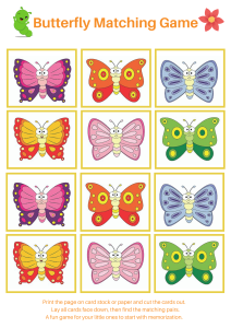 FREE Printable Butterfly Matching Game - Mom. Wife. Busy Life.