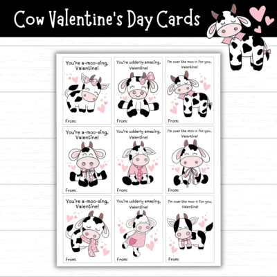Printable Cow Valentines Day Cards - Mom. Wife. Busy Life.