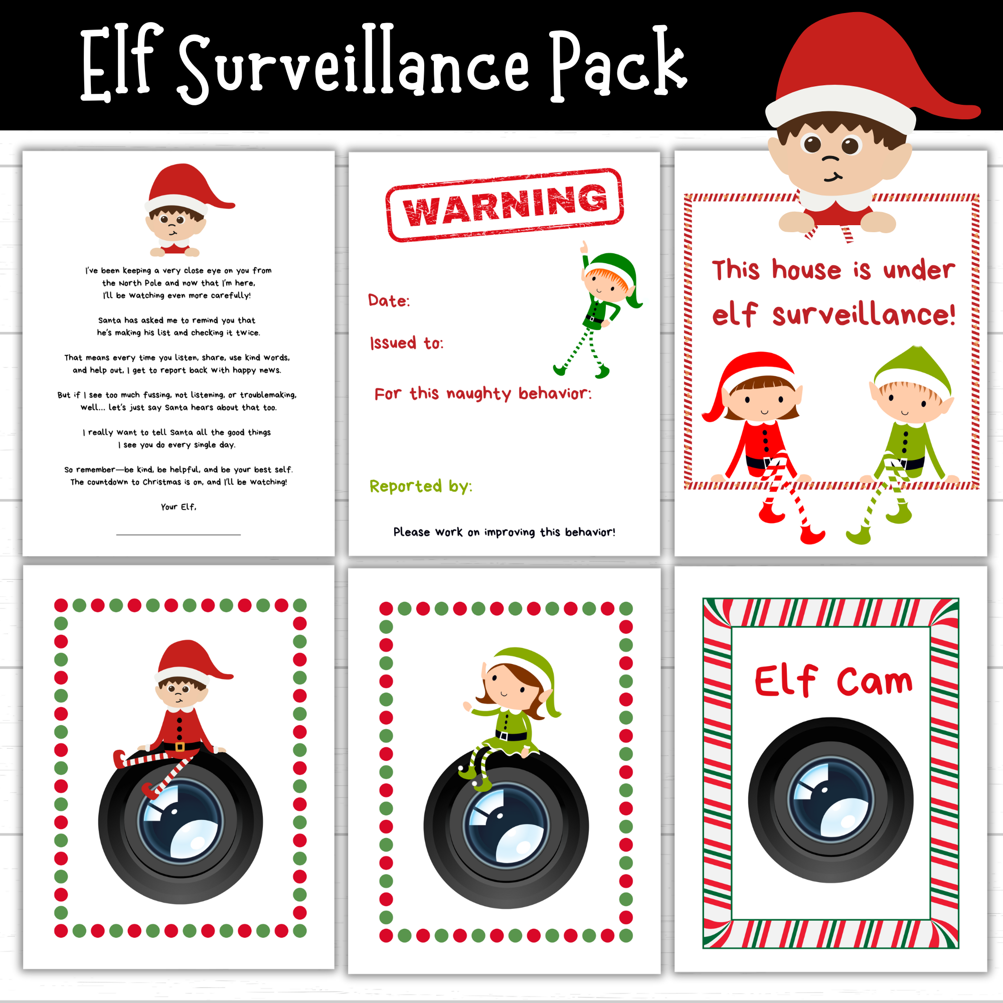 Printable Elf Surveillance Letter Pack with Elf Cams - Mom. Wife. Busy ...