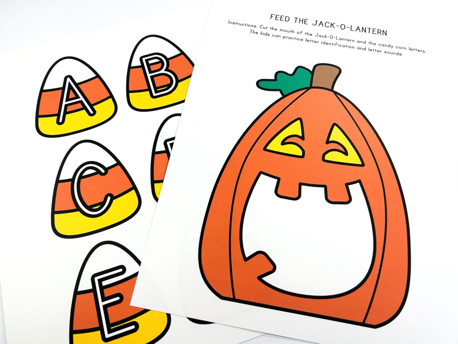 Free Printable Jack-o-Lantern Alphabet Candy Corn Game - Mom. Wife ...