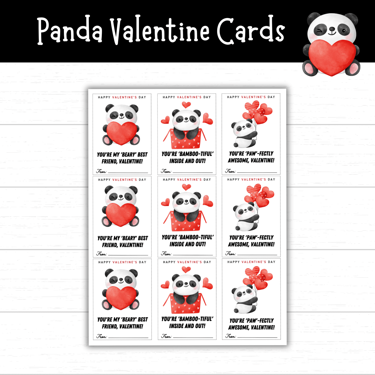Printable Panda Valentine's Day Cards - Mom. Wife. Busy Life.