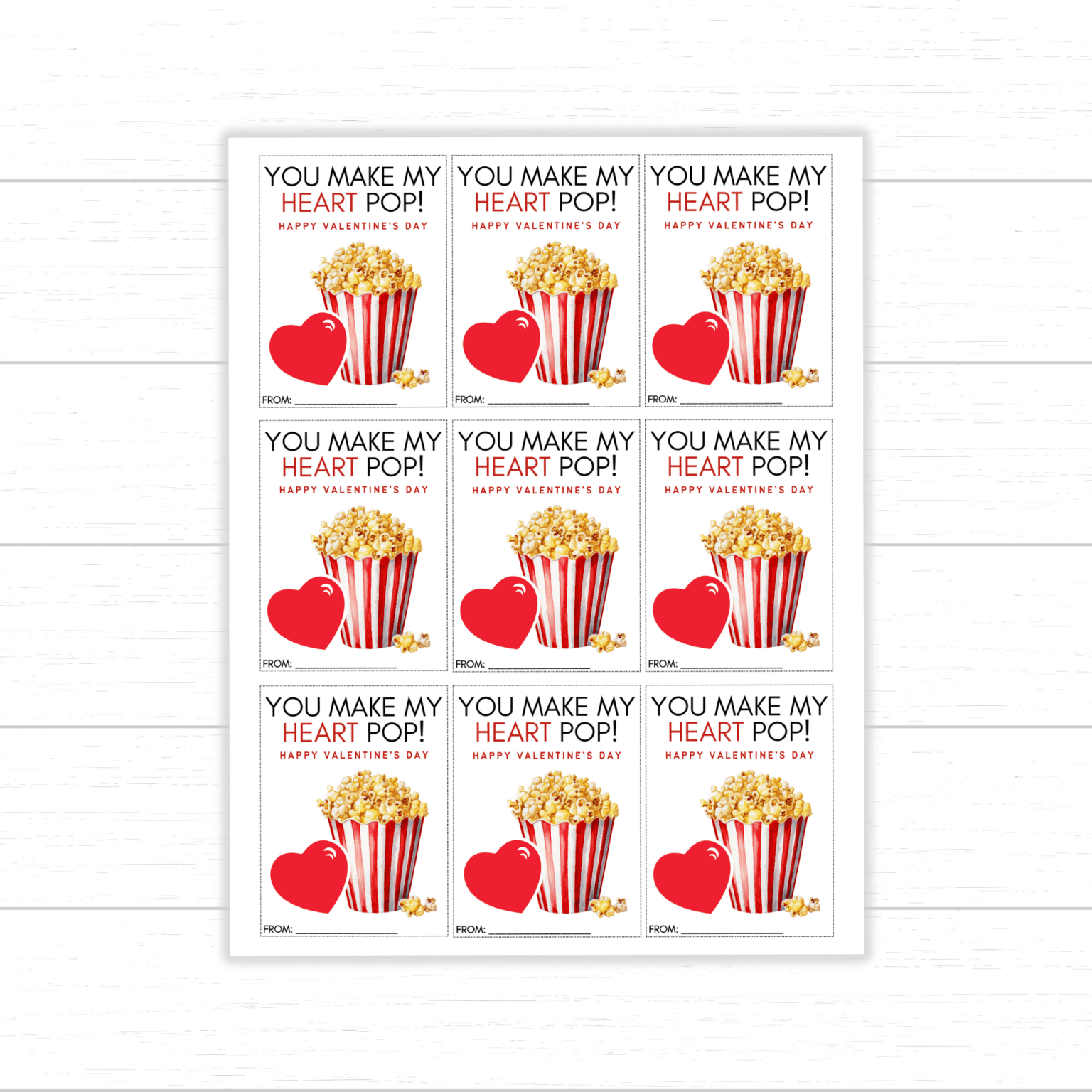 Printable Popcorn Valentine's Day Cards - Mom. Wife. Busy Life.