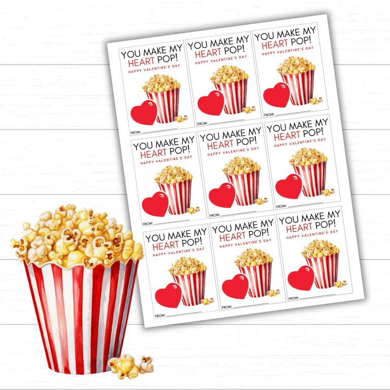 Printable Popcorn Valentine's Day Cards - Mom. Wife. Busy Life.