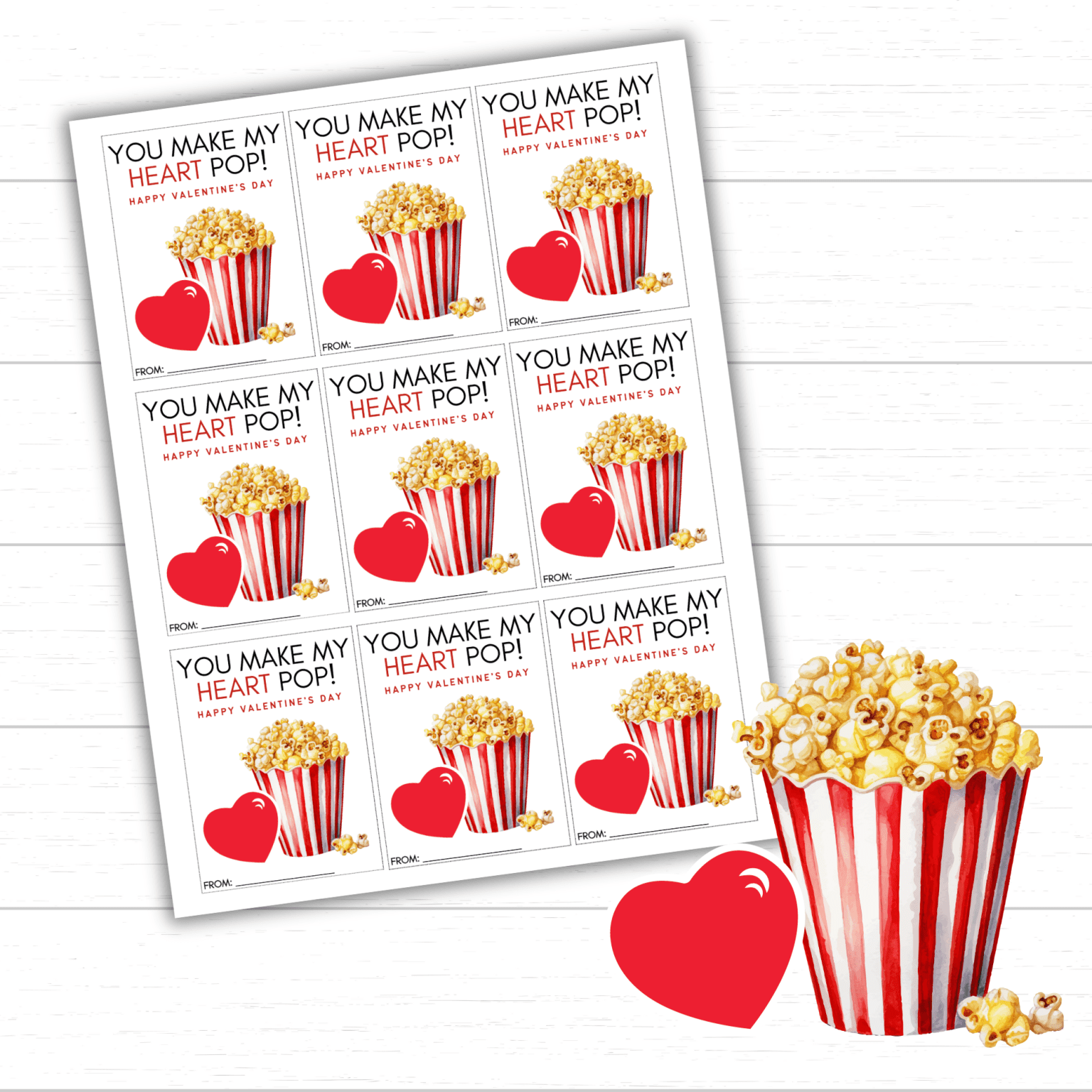 Printable Popcorn Valentine's Day Cards - Mom. Wife. Busy Life.
