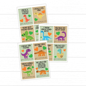 Printable Dinosaur Valentine's Day Cards - Mom. Wife. Busy Life.