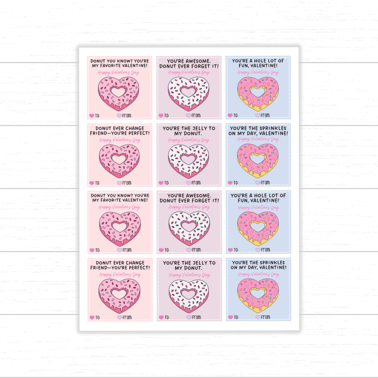 Printable Donut Valentine's Day Cards - Mom. Wife. Busy Life.