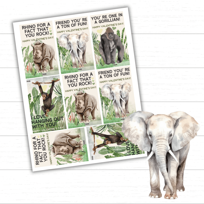 Printable Safari Valentine's Day Cards - Mom. Wife. Busy Life.