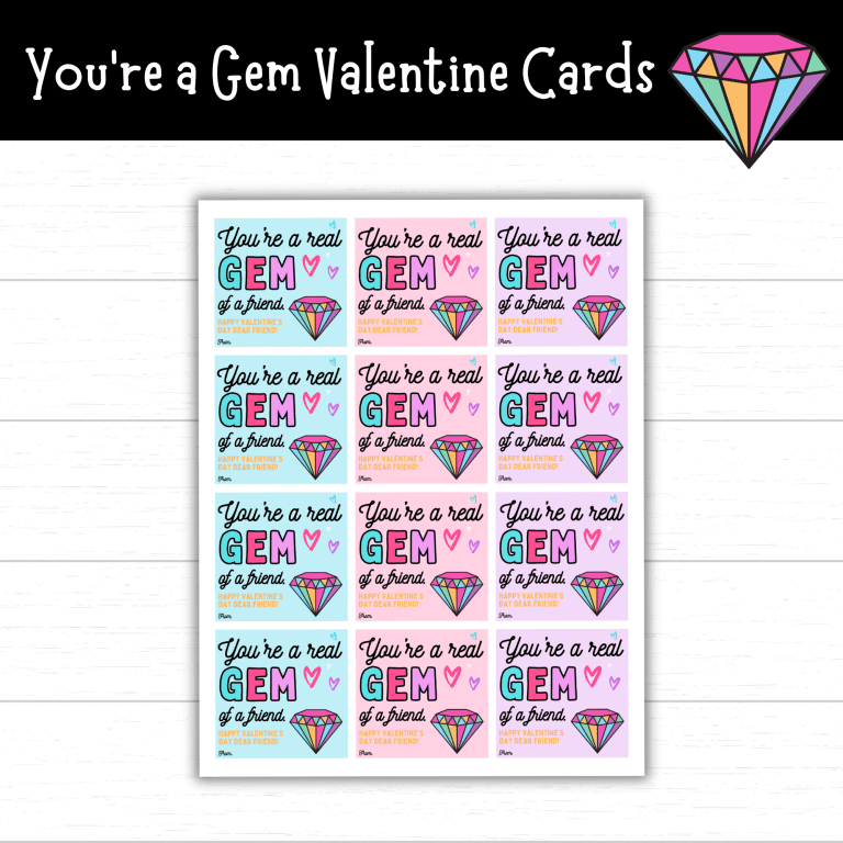 You're a Gem Valentine's Day Cards - Mom. Wife. Busy Life.