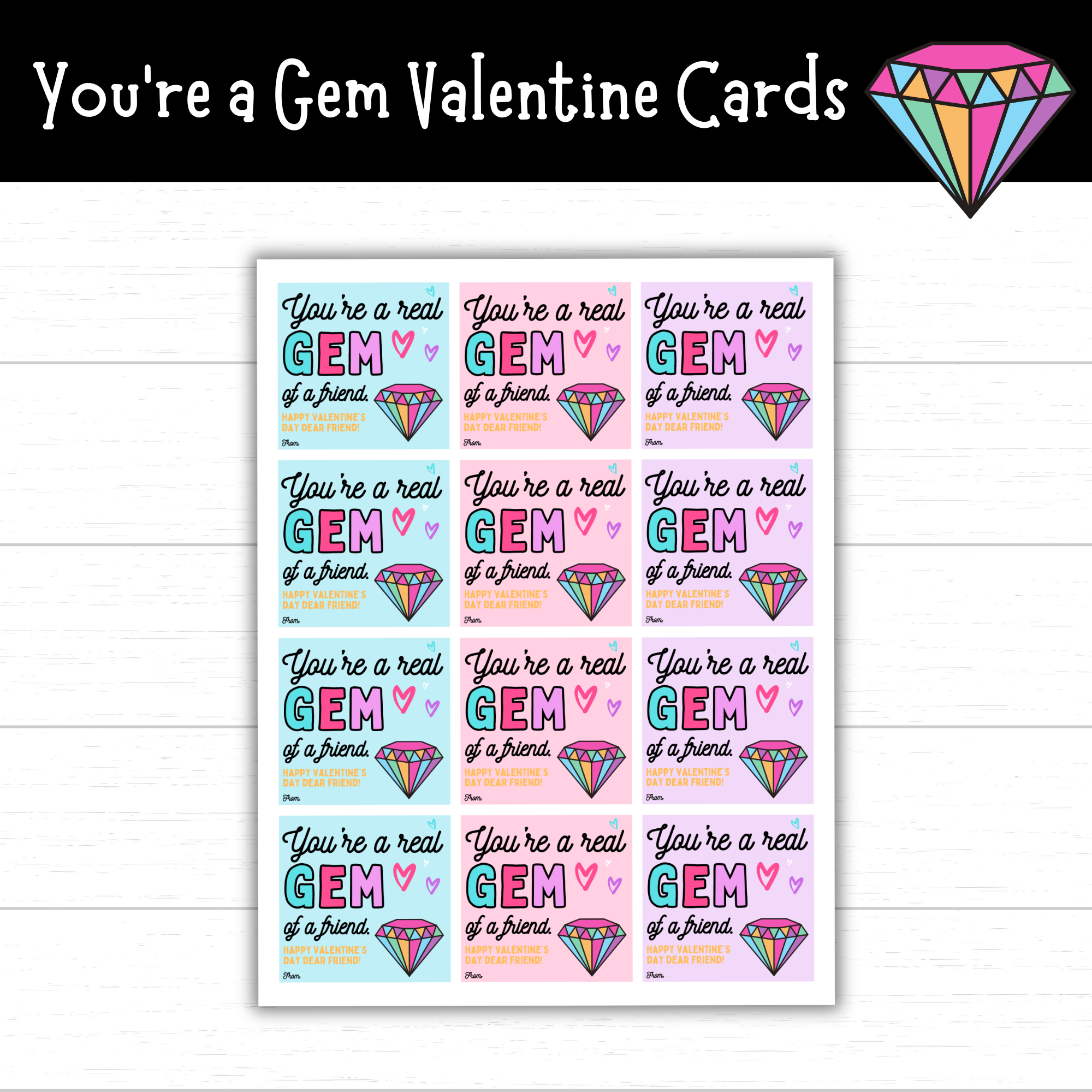 You're a Gem Valentine's Day Cards - Mom. Wife. Busy Life.