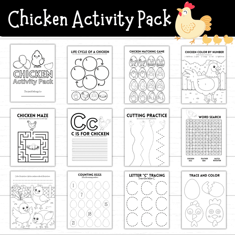 Printable Chicken Activity Pack - Mom. Wife. Busy Life.