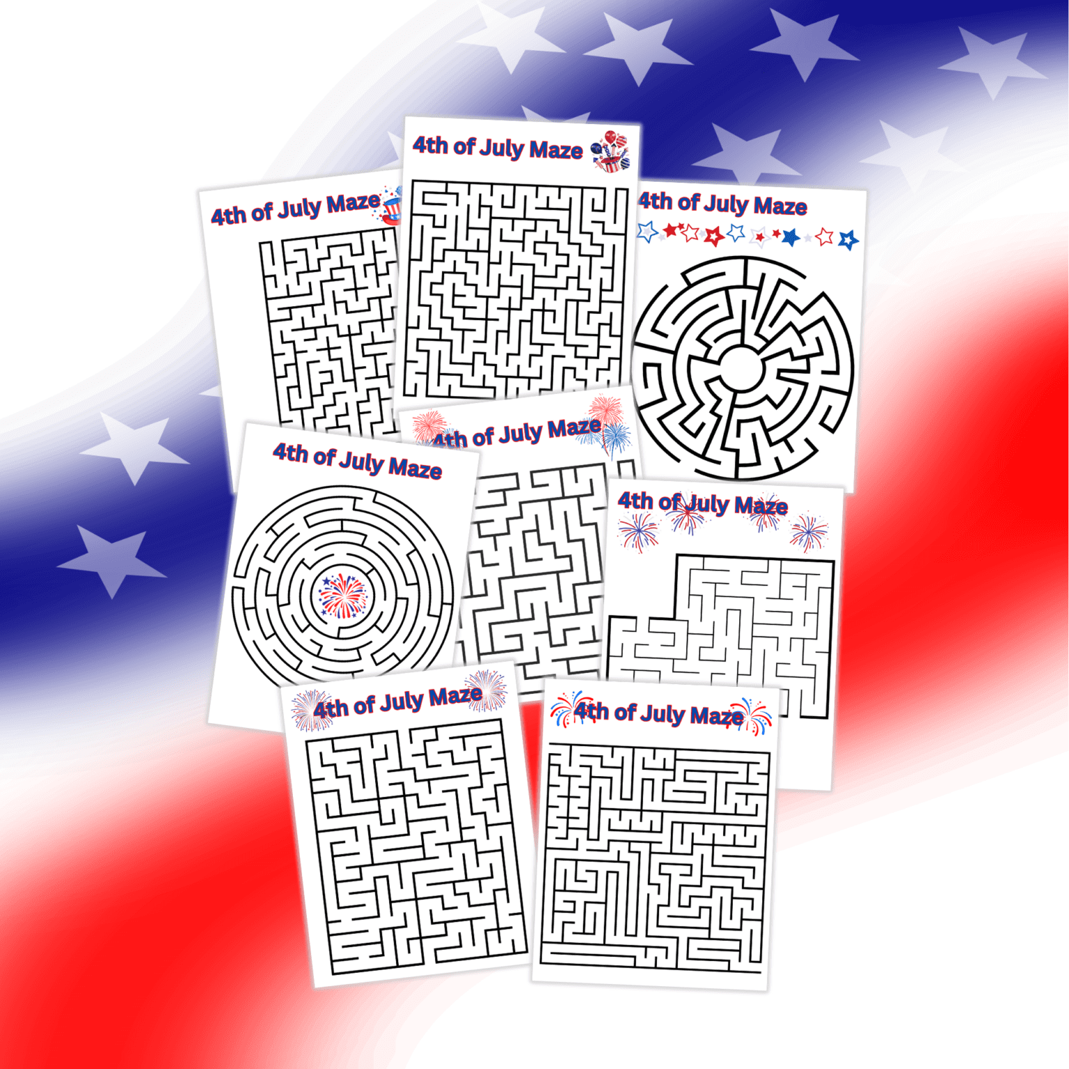 Printable 4th of July Maze Pack - Mom. Wife. Busy Life.