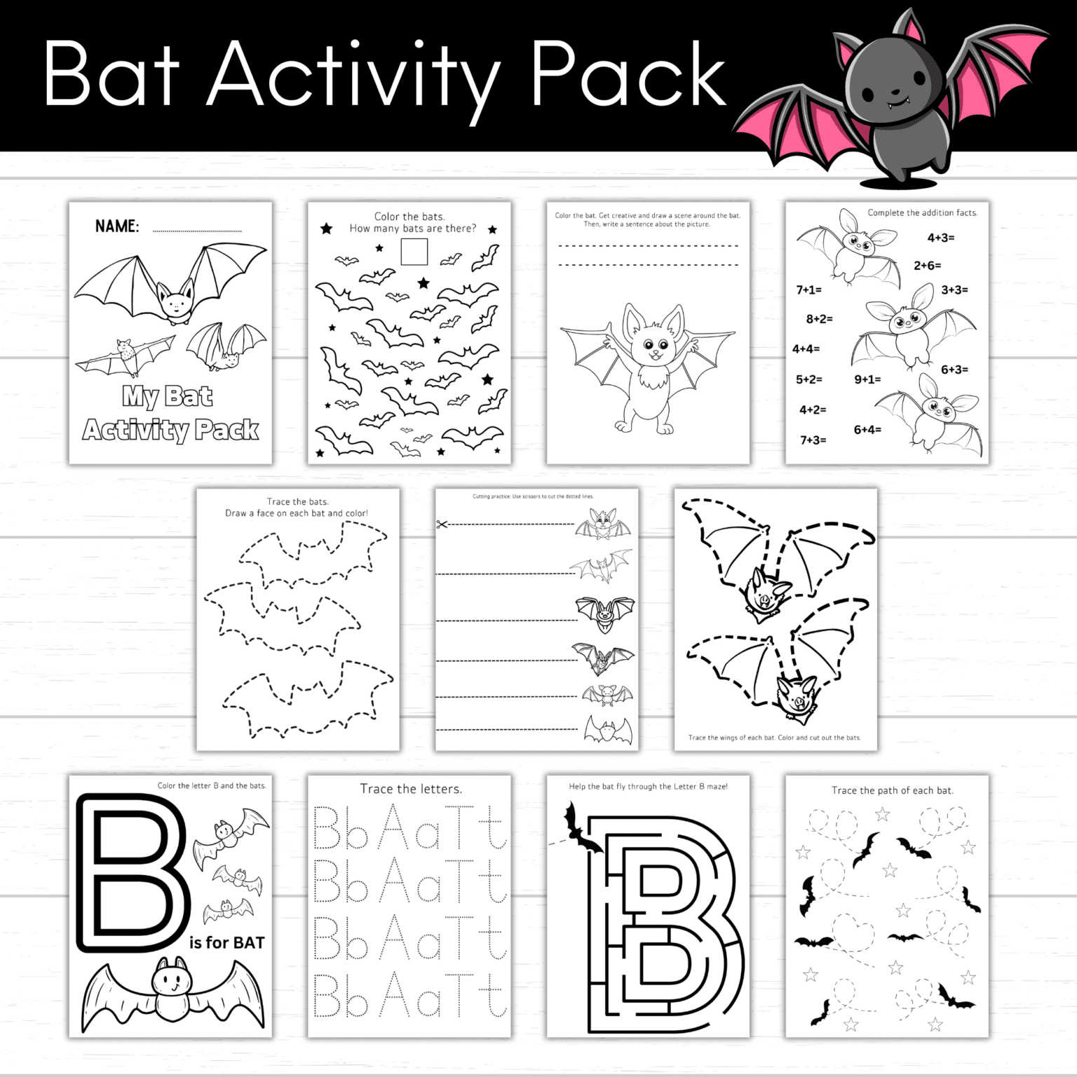 Printable Bat Activity Pack - Mom. Wife. Busy Life.