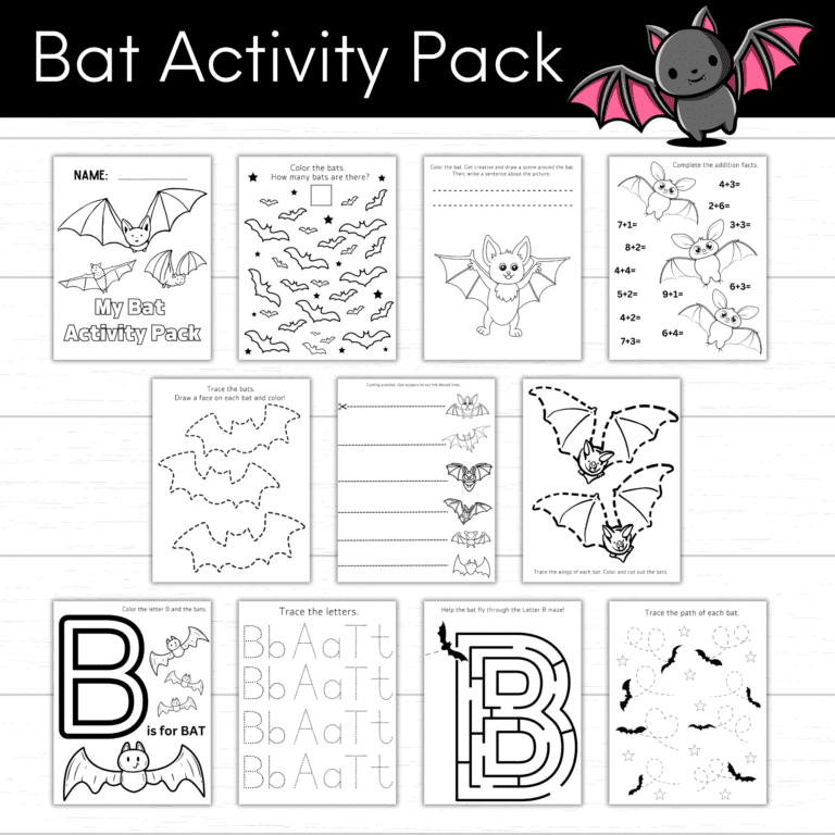 Printable Bat Activity Pack - Mom. Wife. Busy Life.