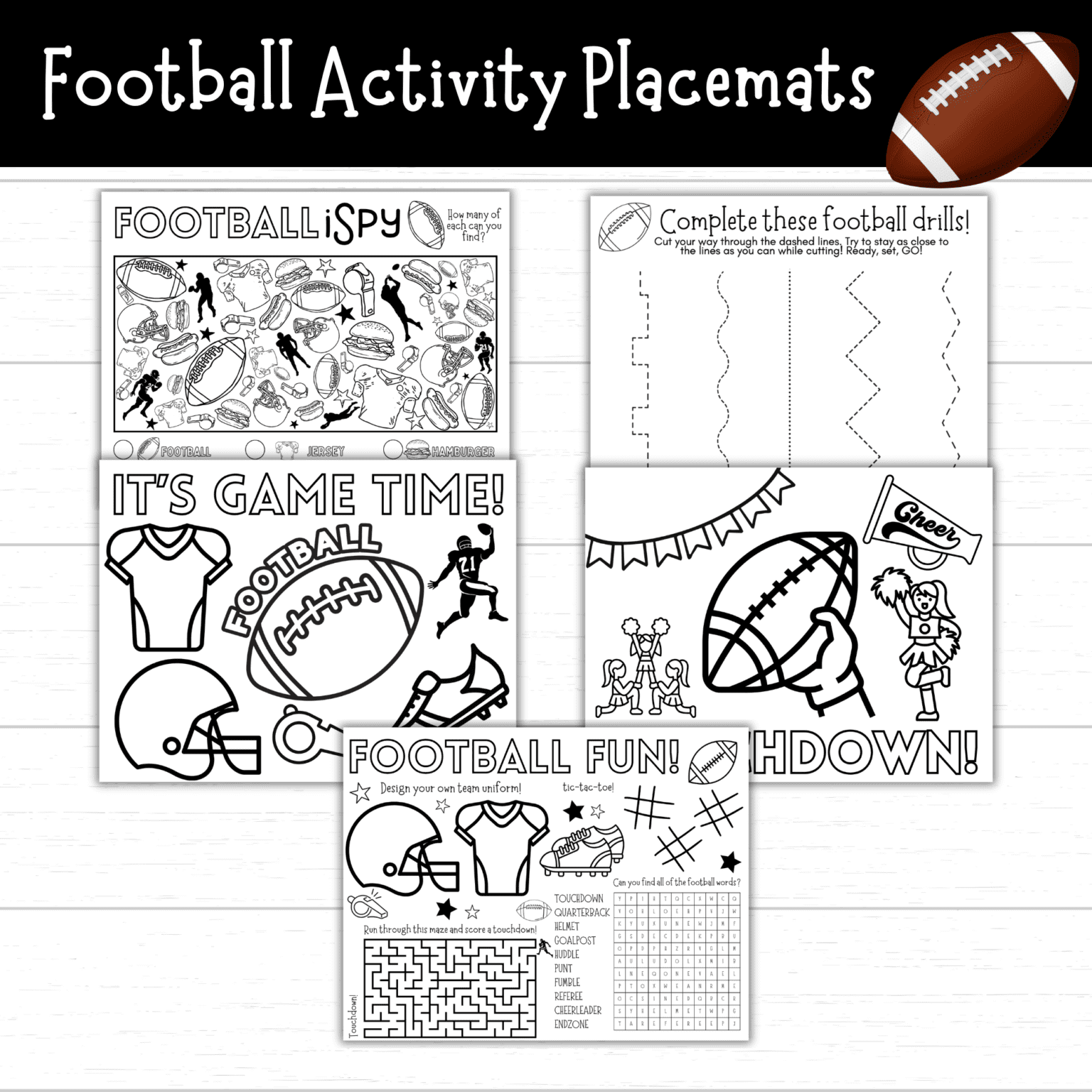 Printable Football Activity Placemats - Mom. Wife. Busy Life.