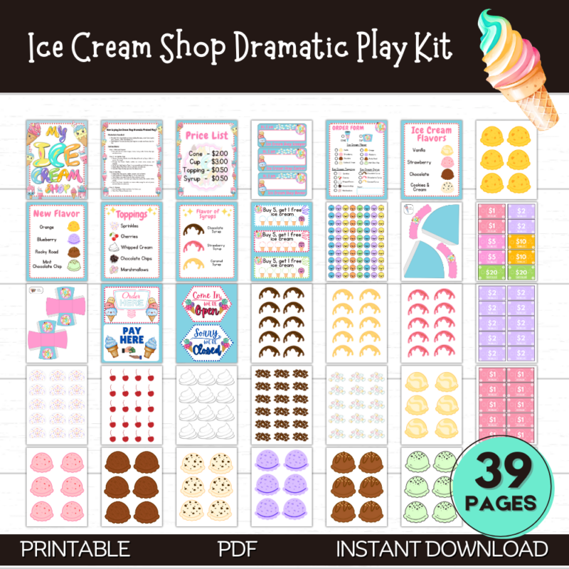 Printable Ice Cream Shop Dramatic Play Kit - Mom. Wife. Busy Life.