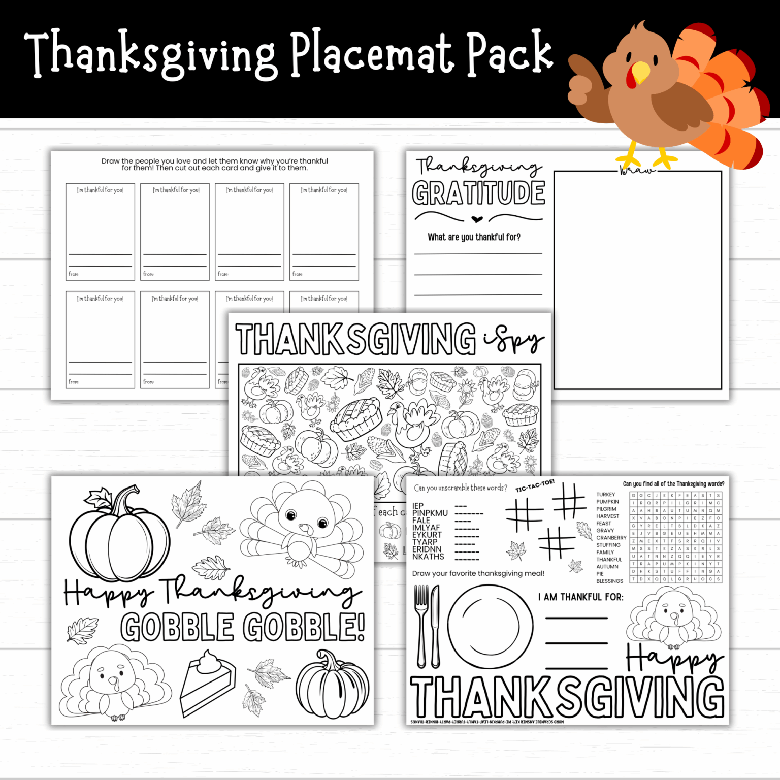 Printable Thanksgiving Placemat Activity Pack - Mom. Wife. Busy Life.