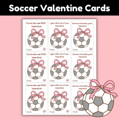 Soccer Valentine Cards Printable for Kids - Easy Classroom Valentine ...