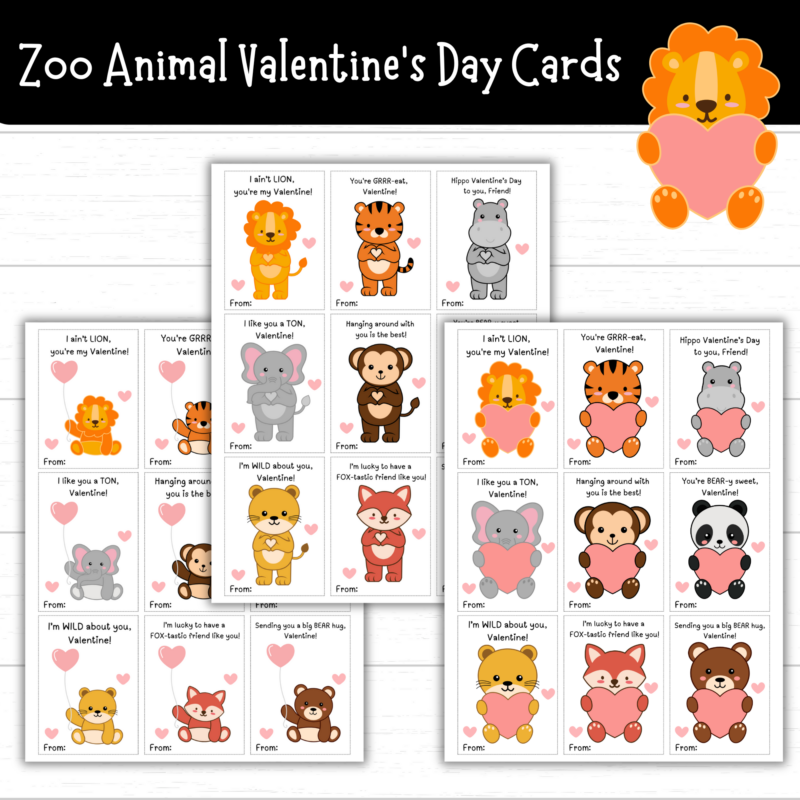 Printable Zoo Animal Valentine's Day Cards - Mom. Wife. Busy Life.