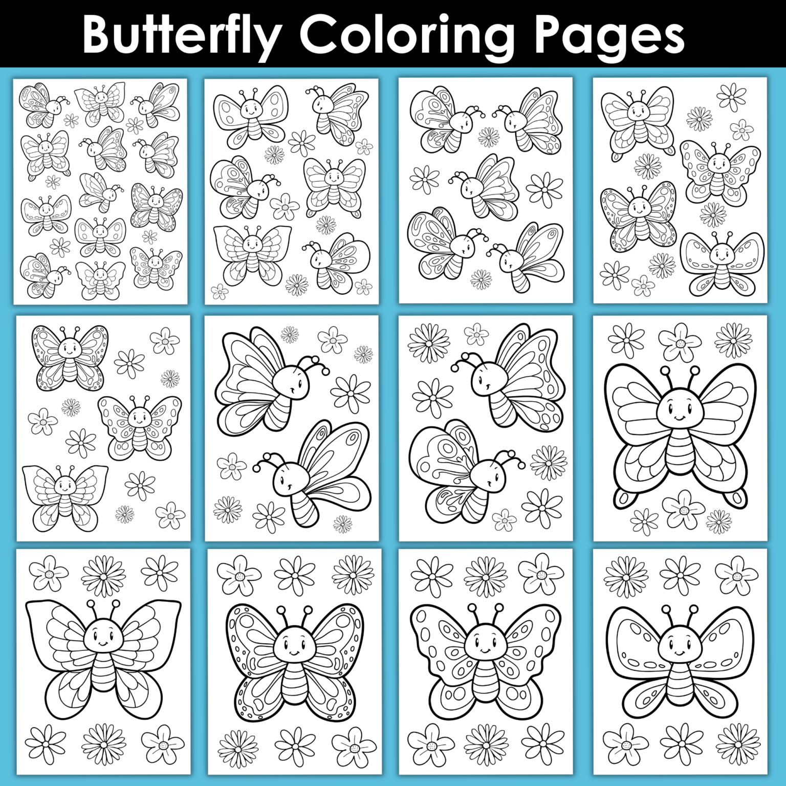 Butterfly Coloring Pages for Kids – Printable Spring Activity Pack ...