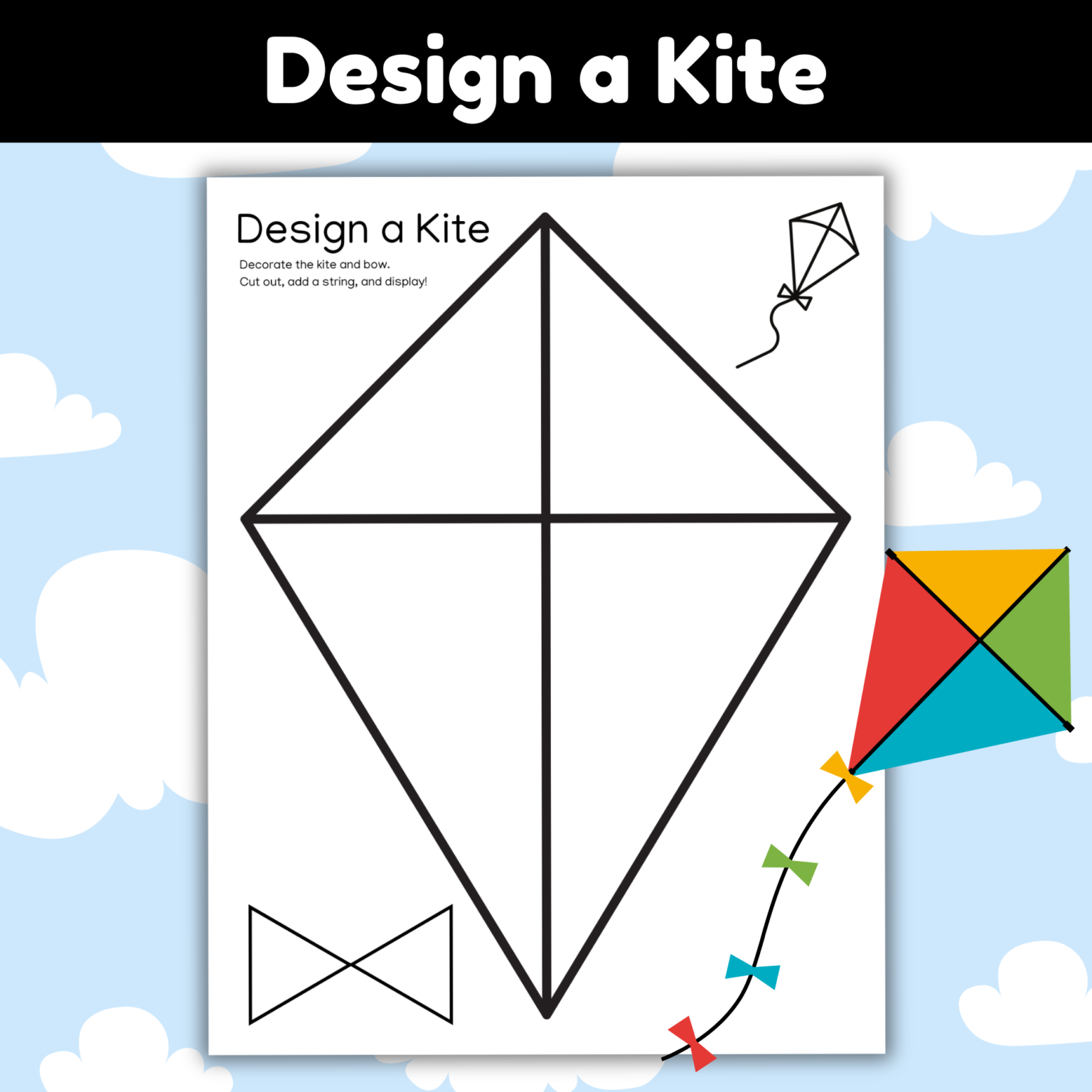 Easy Printable Kite Craft for Kids (Perfect Spring Weather Unit ...