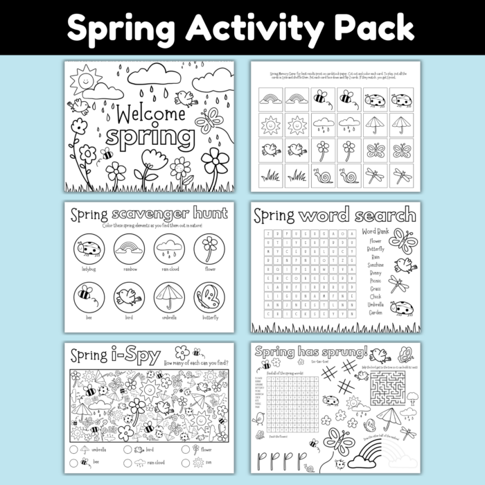 Spring Activity Pack for Kids (Printable Games, Word Search, Coloring ...