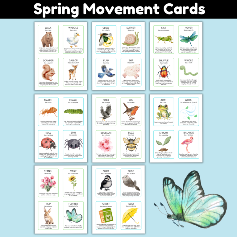 Spring Movement Cards Printable: Fun Spring Action Activity for Kids ...
