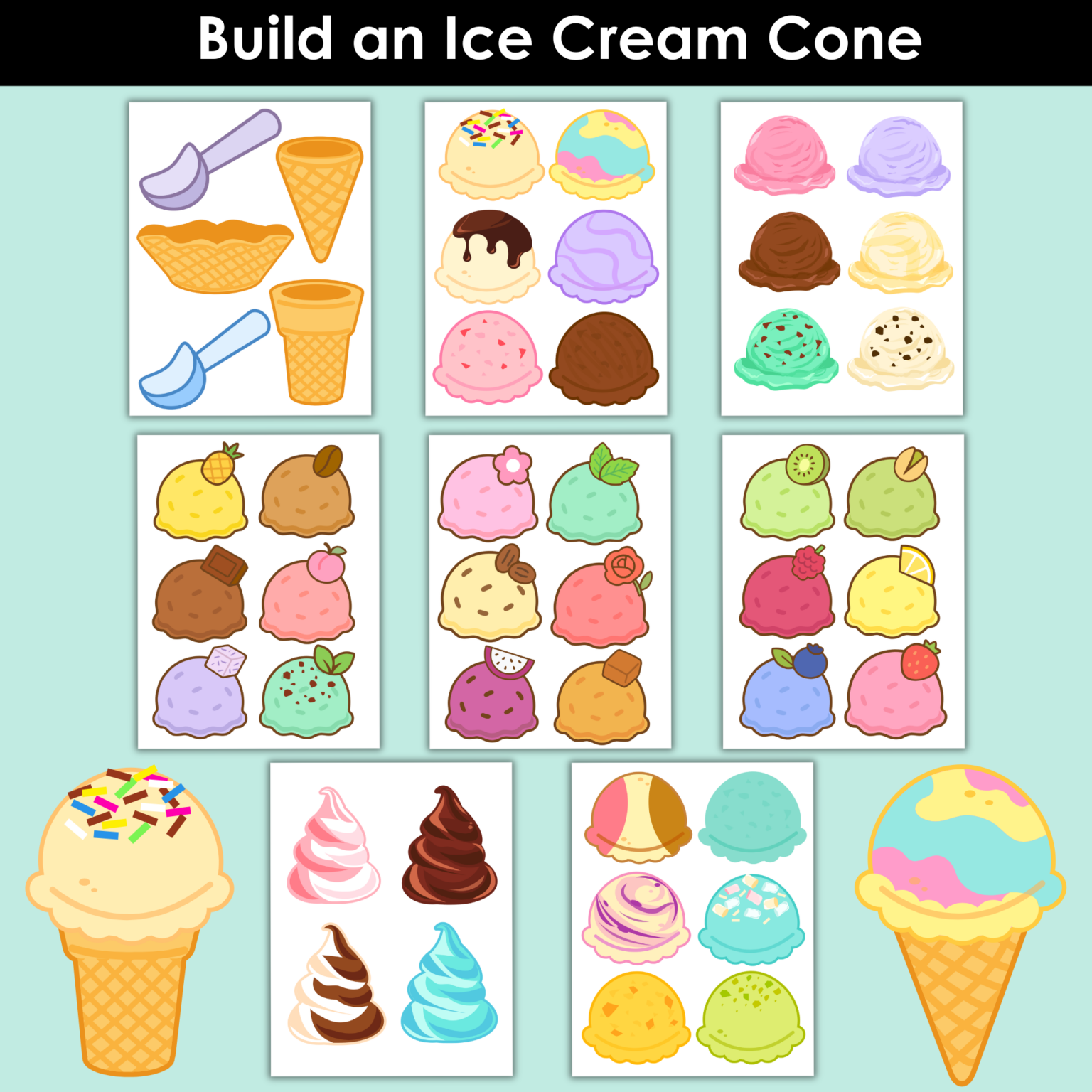 Printable Build an Ice Cream Cone Set - Mom. Wife. Busy Life.