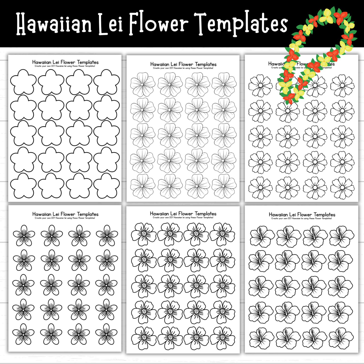 Printable DIY Hawaiian Lei Flower Templates - Mom. Wife. Busy Life.