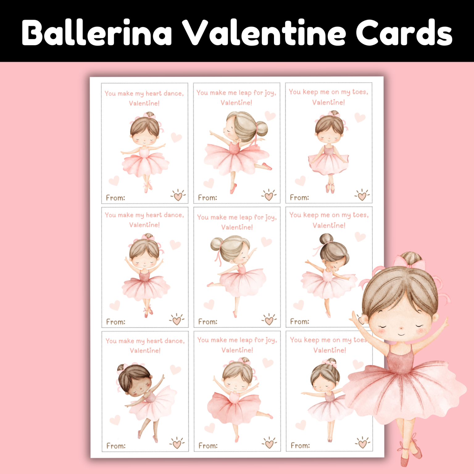 Easy Ballerina Valentine Cards for Kids (Printable for Busy Moms) - Mom ...