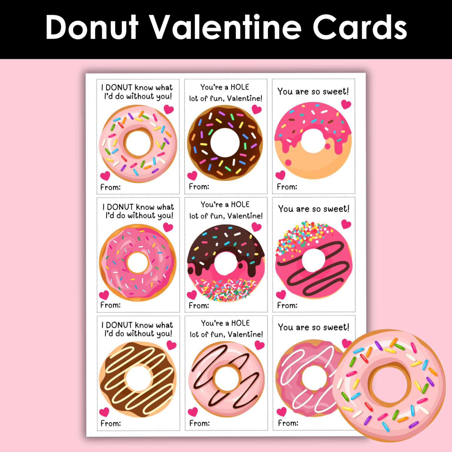 Donut Valentine Cards Printable for Kids (Perfect for Classroom ...