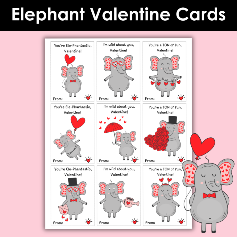 Make Valentine’s Day Fun with Printable Elephant Valentine Cards - Mom ...