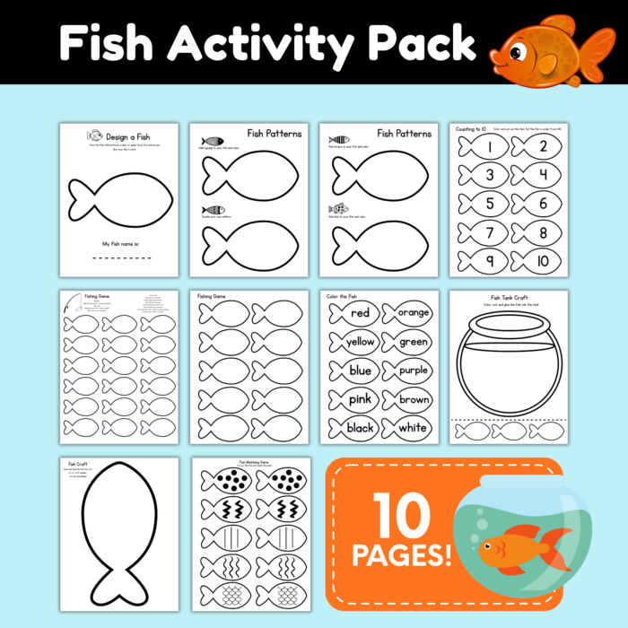 Fun Fish Activities for Preschoolers: 10-Page Printable Pack Kids Will ...