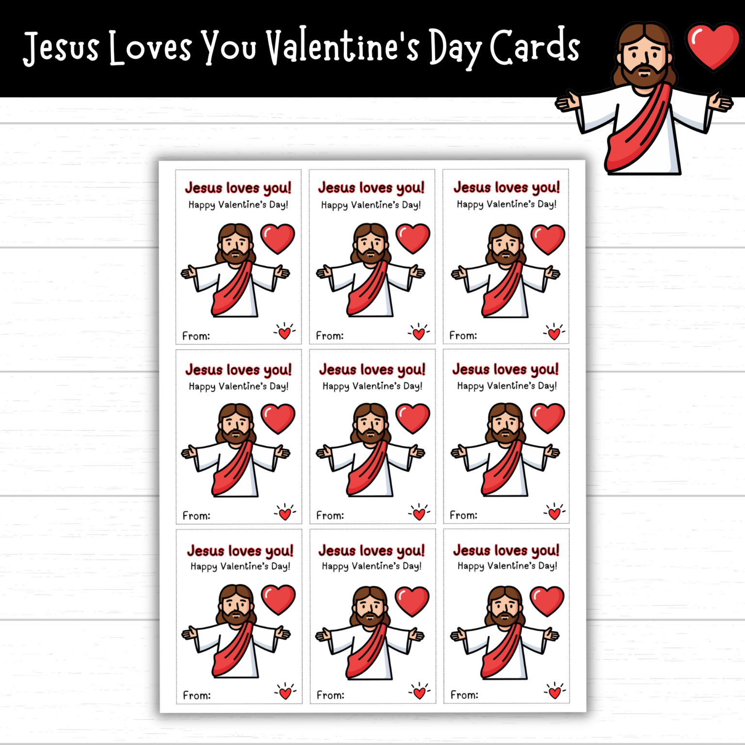 Printable Jesus Loves You Valentine’s Day Cards for Kids - Mom. Wife ...