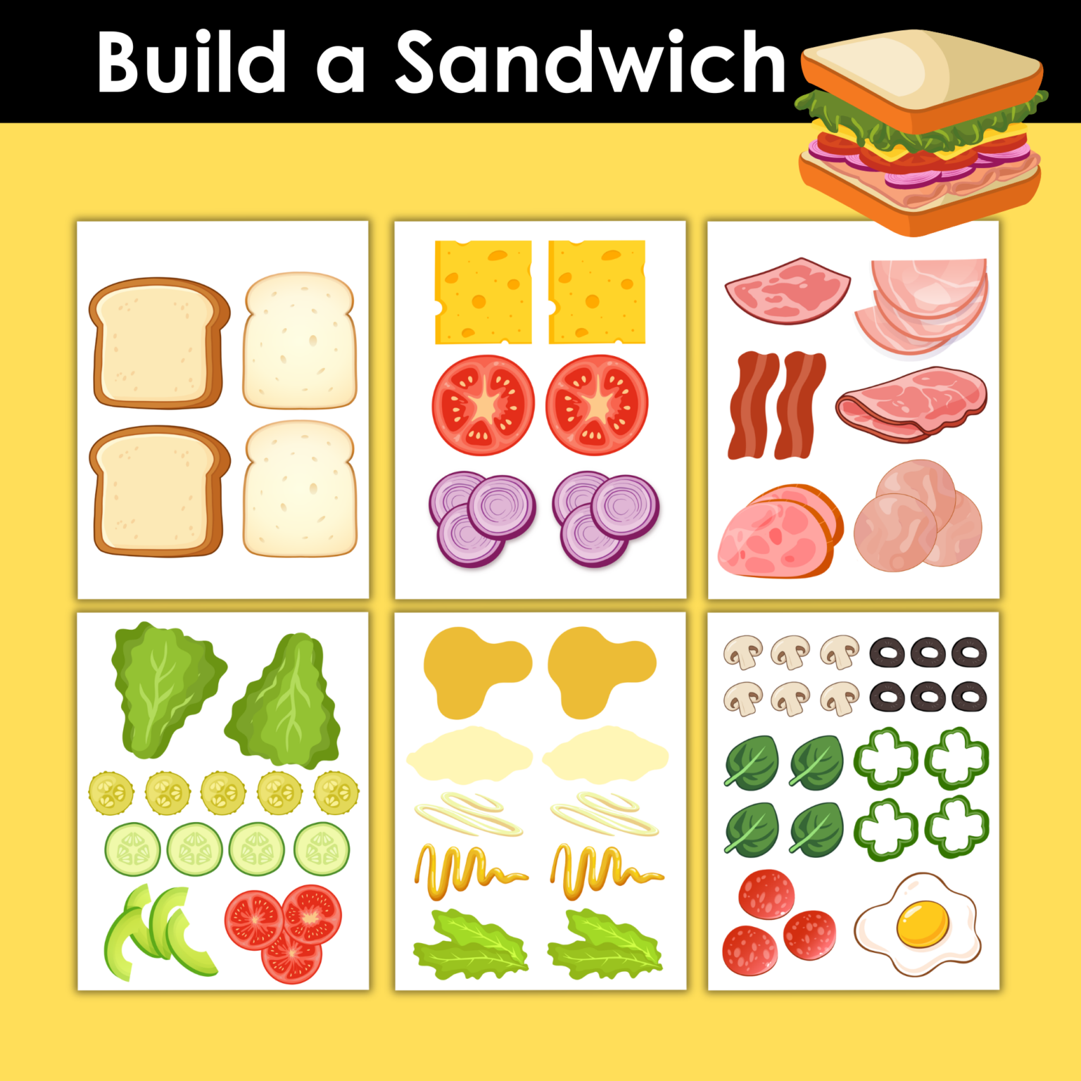 Build a Sandwich Printable for Kids (Reusable Pretend Play Food ...