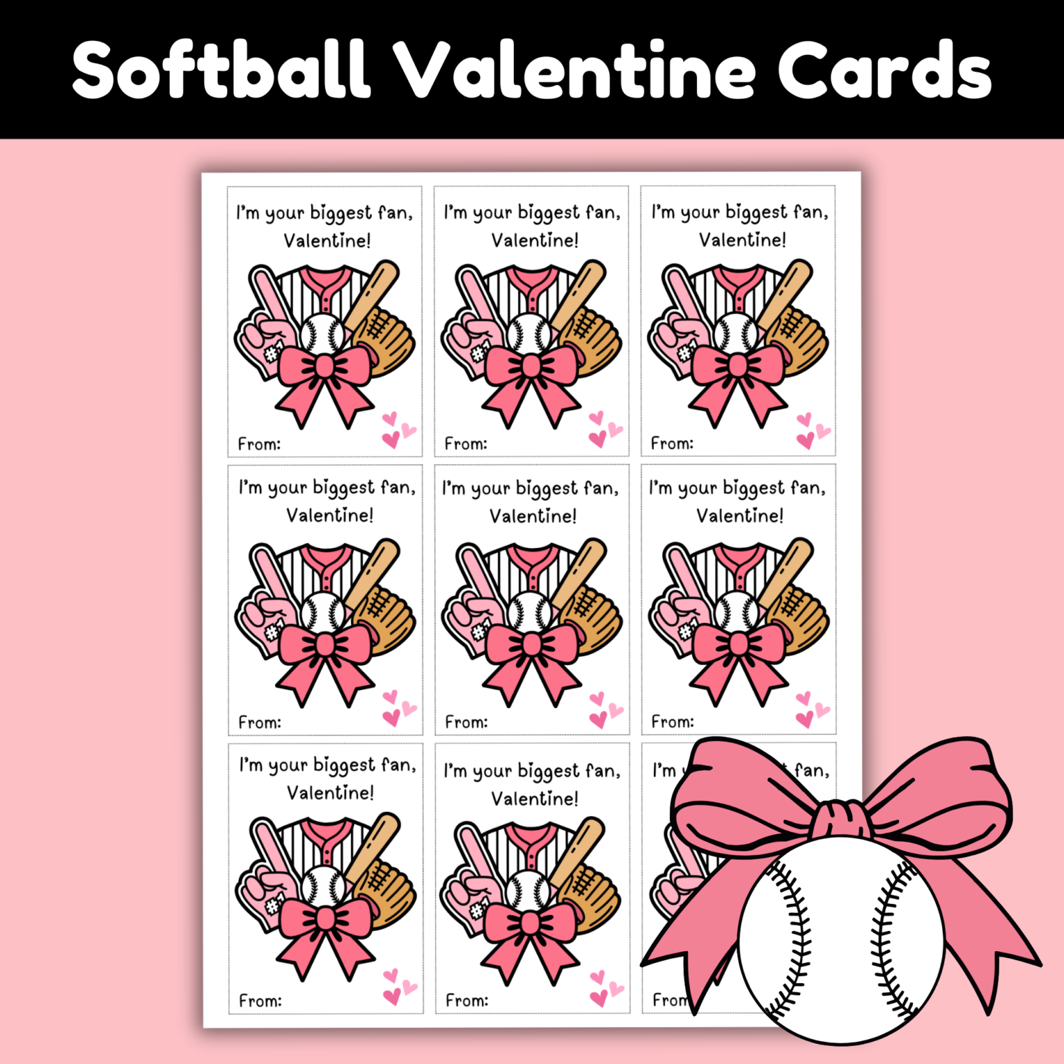 Printable Softball Valentine Cards for Kids - Mom. Wife. Busy Life.